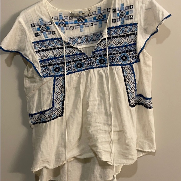 Zara | Tops | Zara Embroidered Blouse | Poshmark